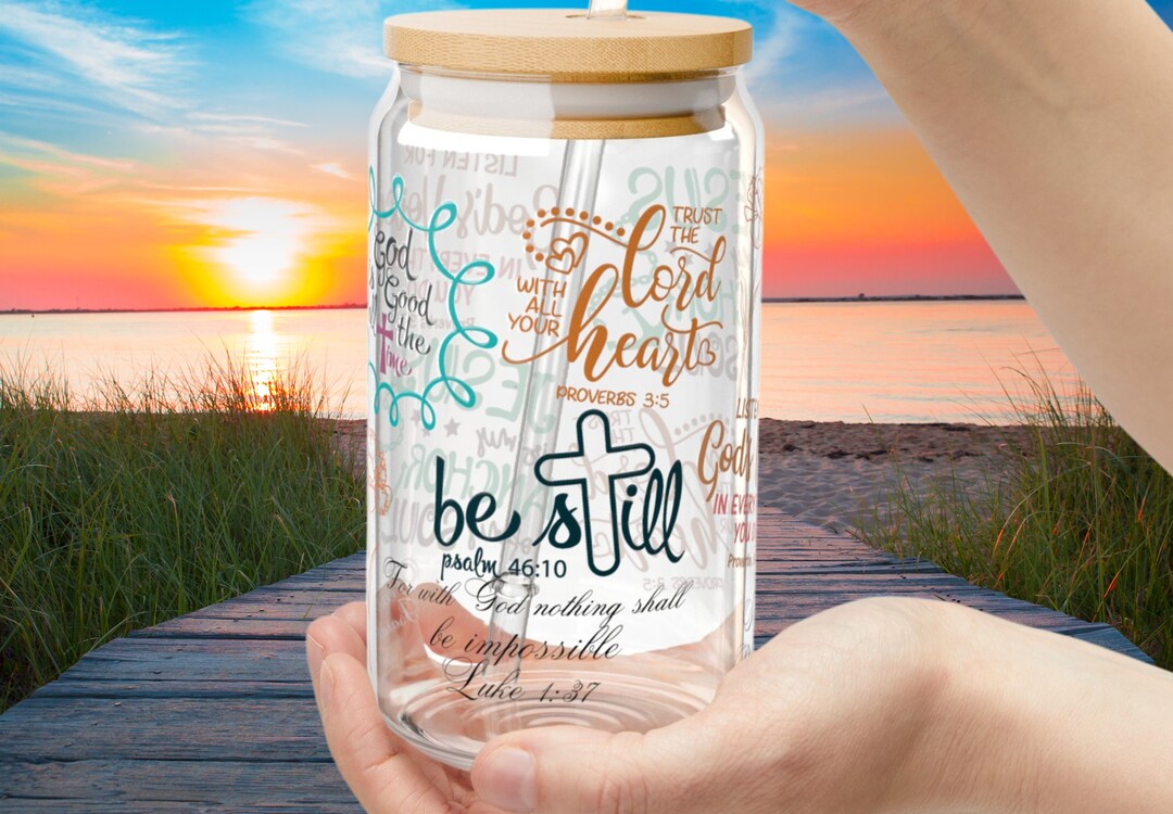 Christian Affirmation Iced Coffee Cup, Bible Verse Glass Tumbler, Beer ...