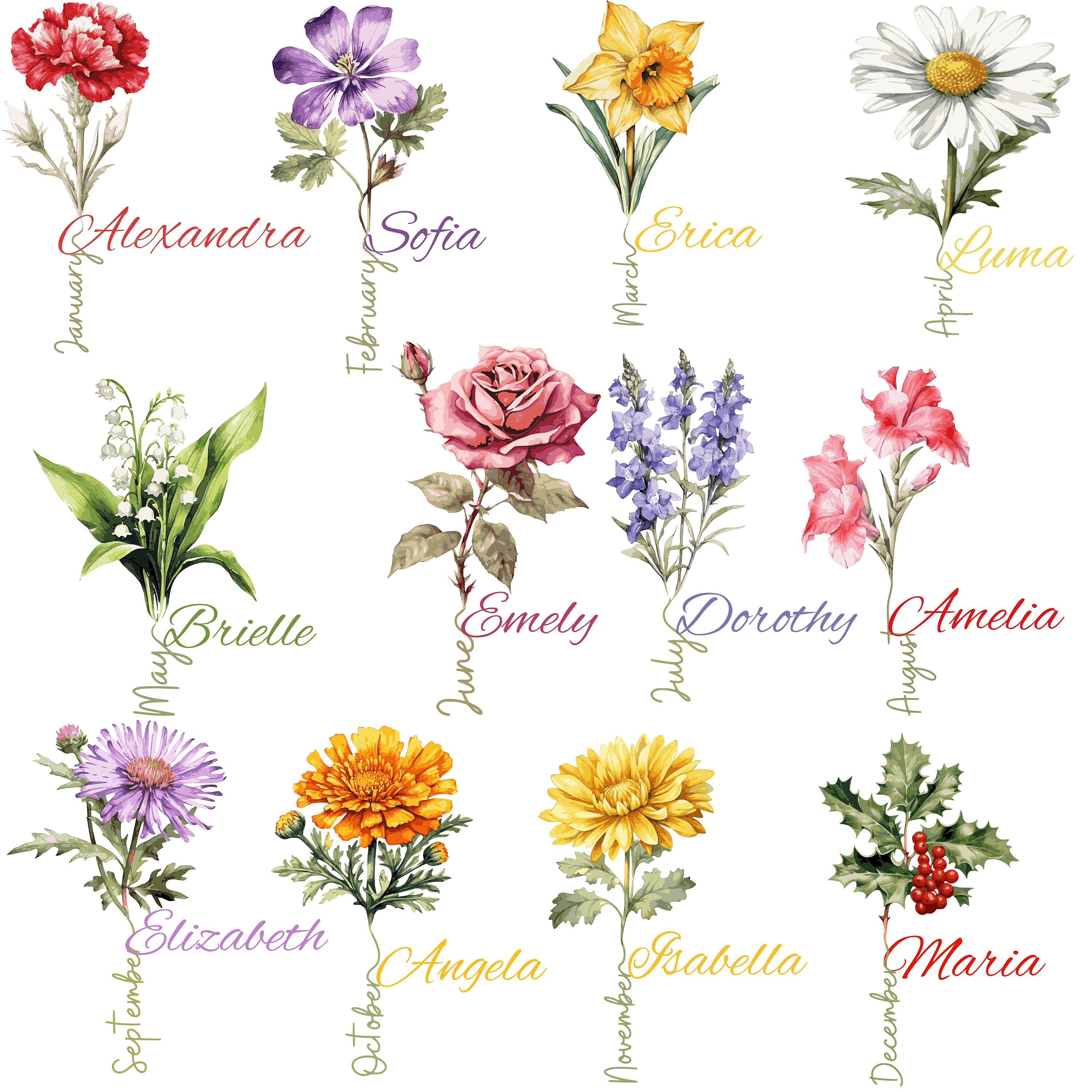 Custom Birth Flower Gift, Personalized Tote Bag, Birthday Gift for Her ...