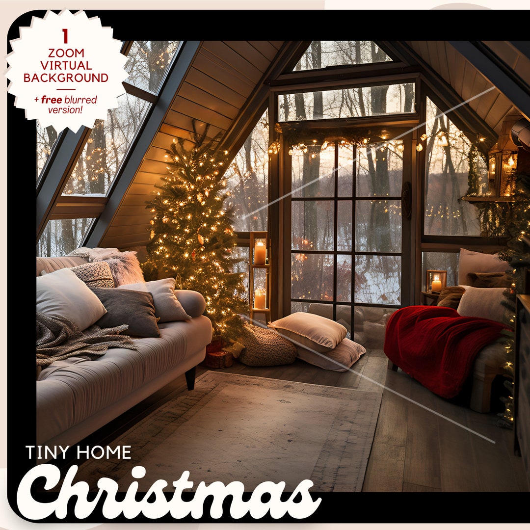1 A-frame Tiny Home Christmas Zoom Background and Virtual Backdrop With ...