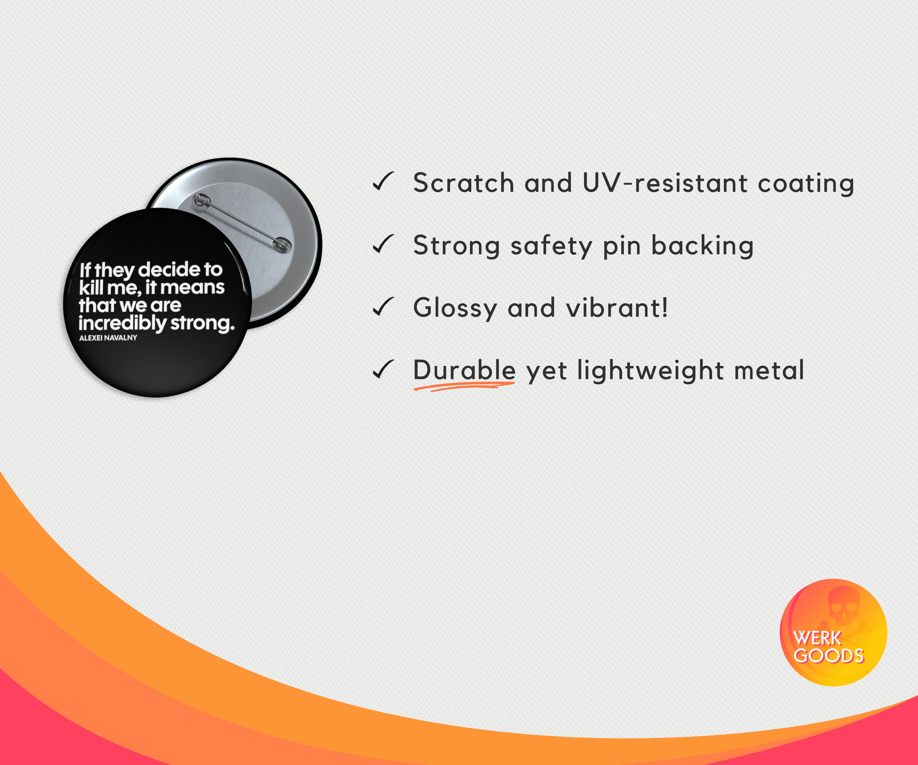 Alexei Navalny Quote Pin, Democracy Pin Button, Anti-putin Anti-russia ...