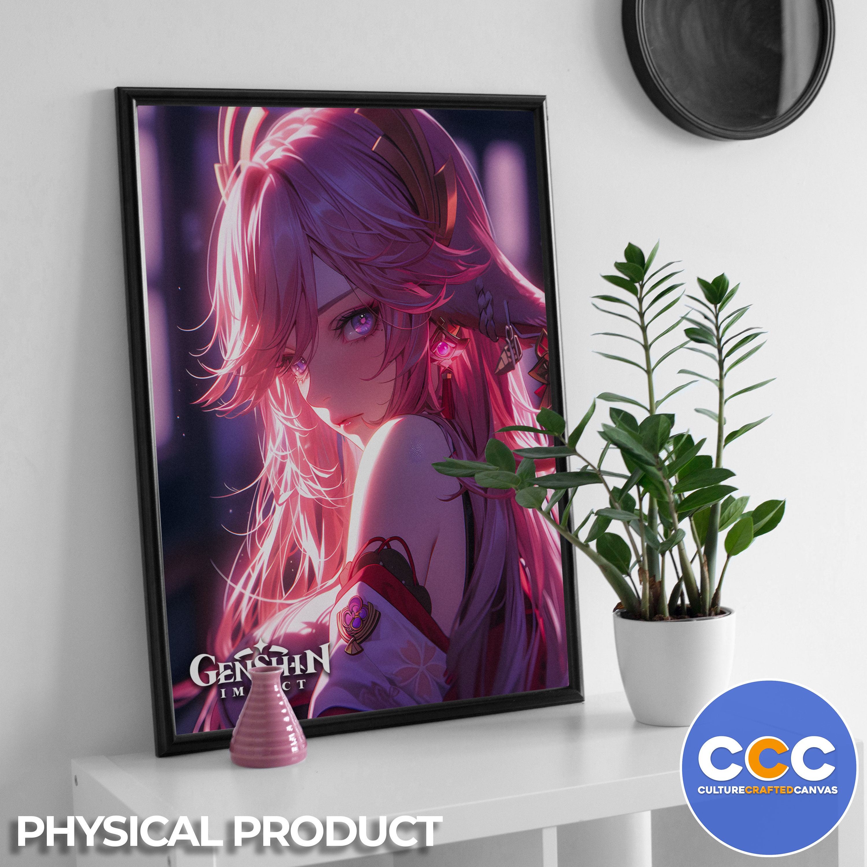 YAE MIKO Poster, Genshin Impact Physical Hanging Wall Art, Frame Home ...