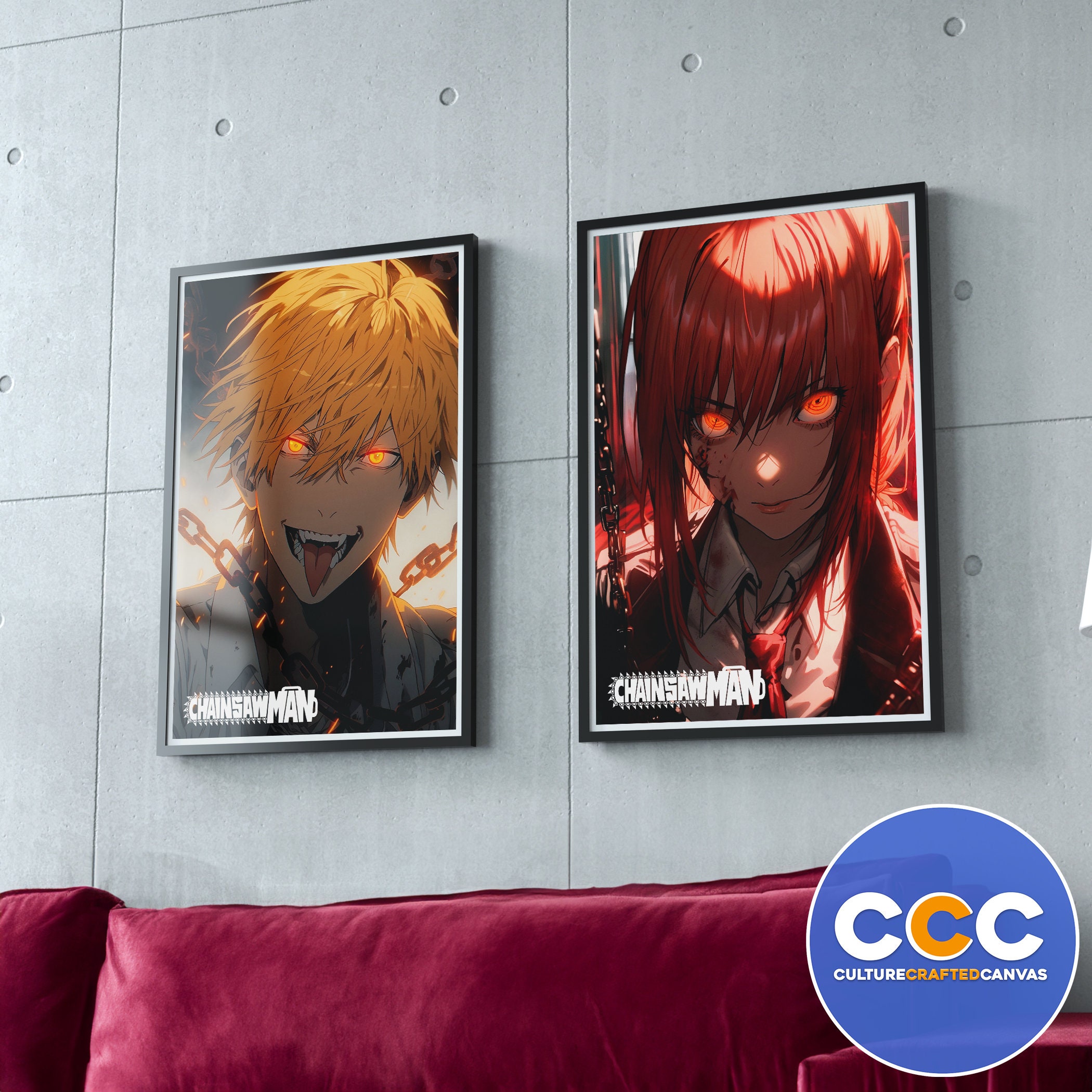 DENJI Poster Chainsaw Man Physical Hanging Wall Art Frame - Etsy