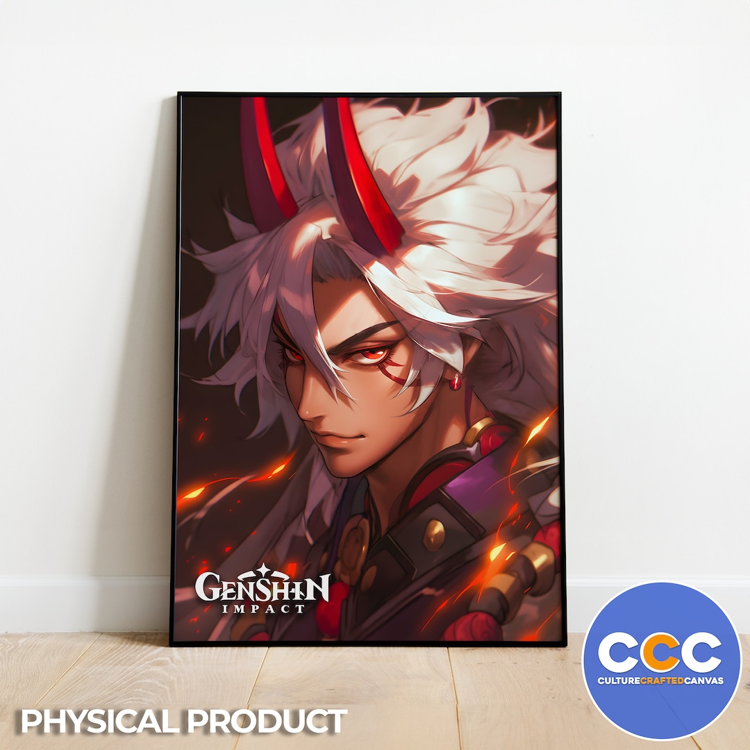 ARATAKI ITTO Poster, Genshin Impact Physical Hanging Wall Art, Frame ...