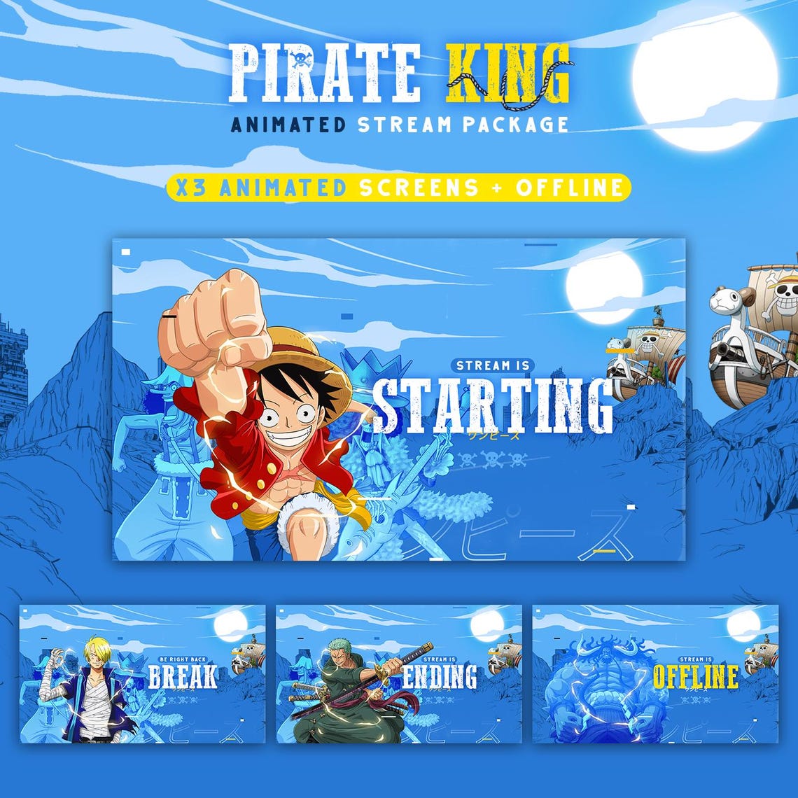 Animated Anime Full Stream Pack Twitch Overlays Manga Theme for Twitch ...