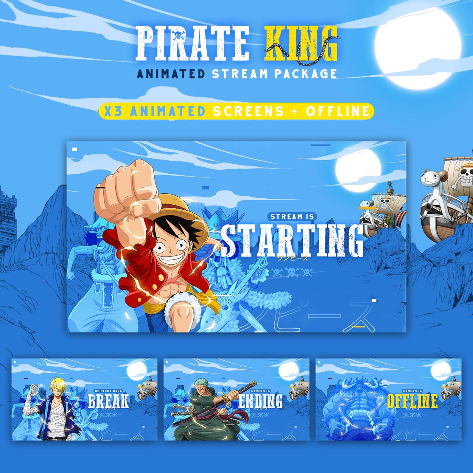 Animated Anime Full Stream Pack Twitch Overlays Manga Theme for Twitch ...