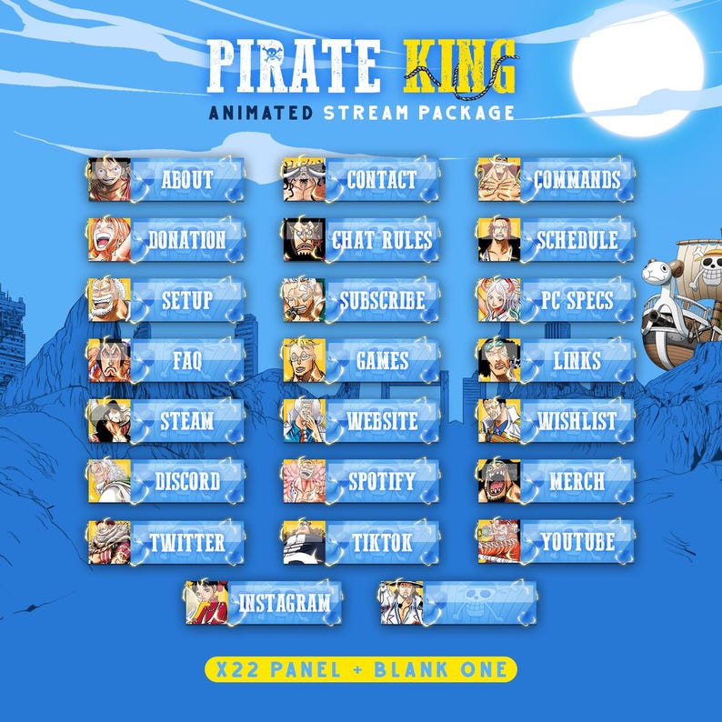 Animated Anime Full Stream Pack Twitch Overlays Manga Theme for Twitch ...