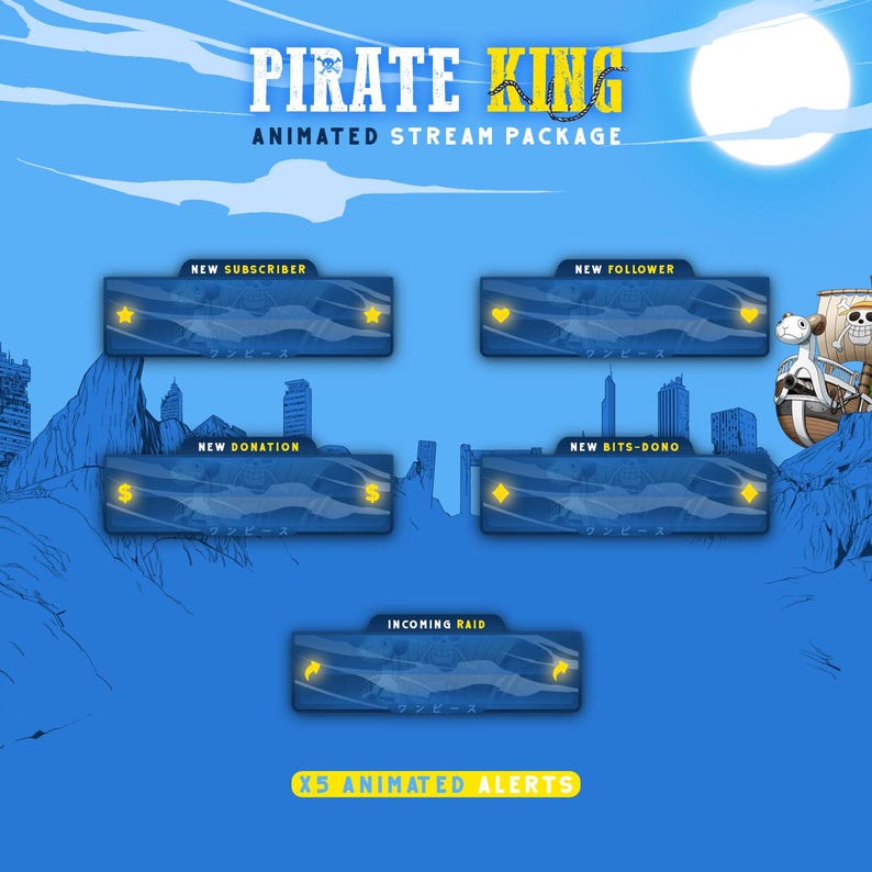 Animated Anime Full Stream Pack Twitch Overlays Manga Theme for Twitch ...