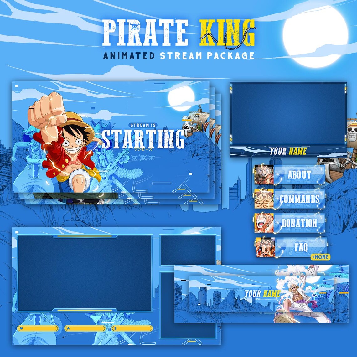 Animated Anime Full Stream Pack Twitch Overlays Manga Theme for Twitch ...