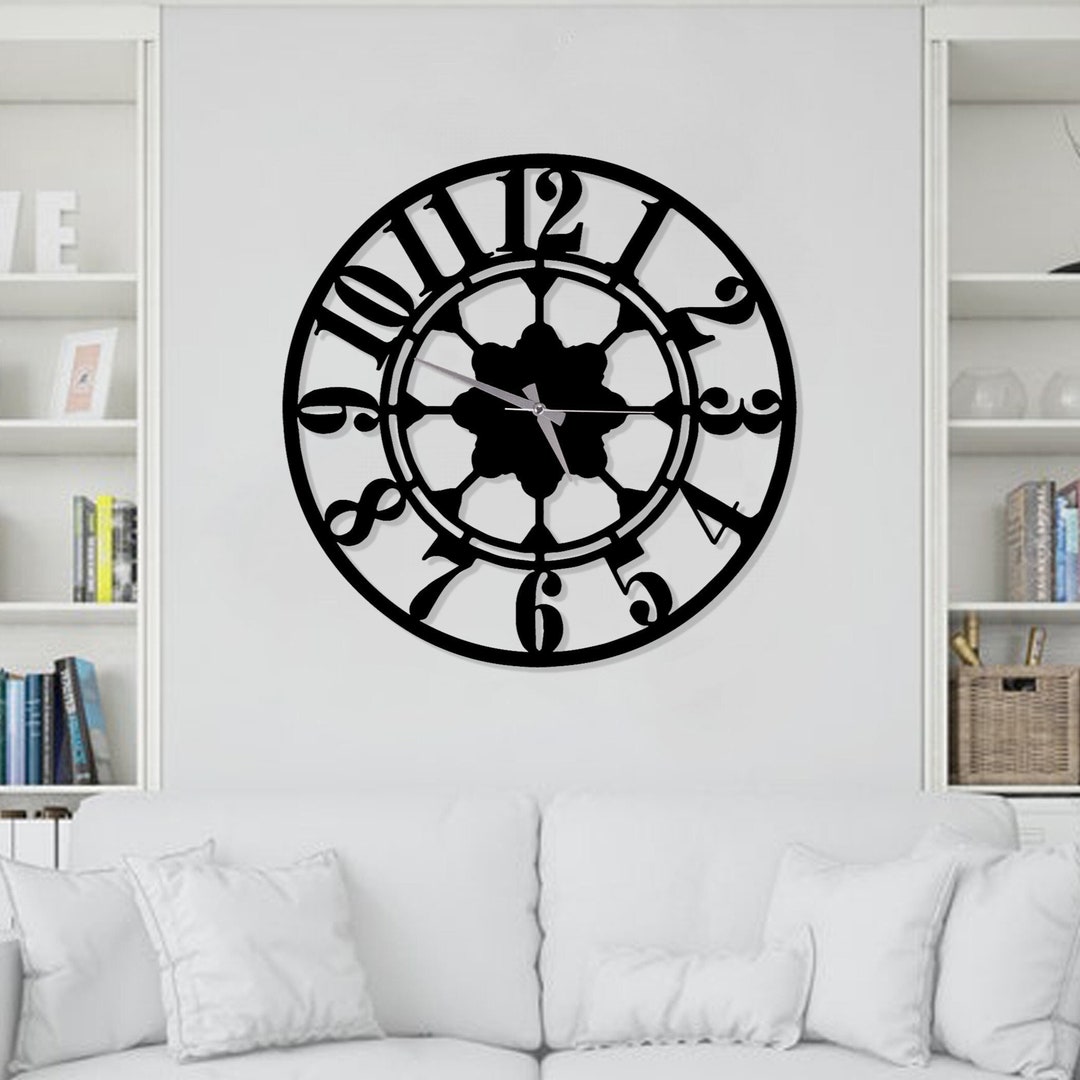 Wall Clock Numbered Metal Wall Clock Large Wall Clock - Etsy