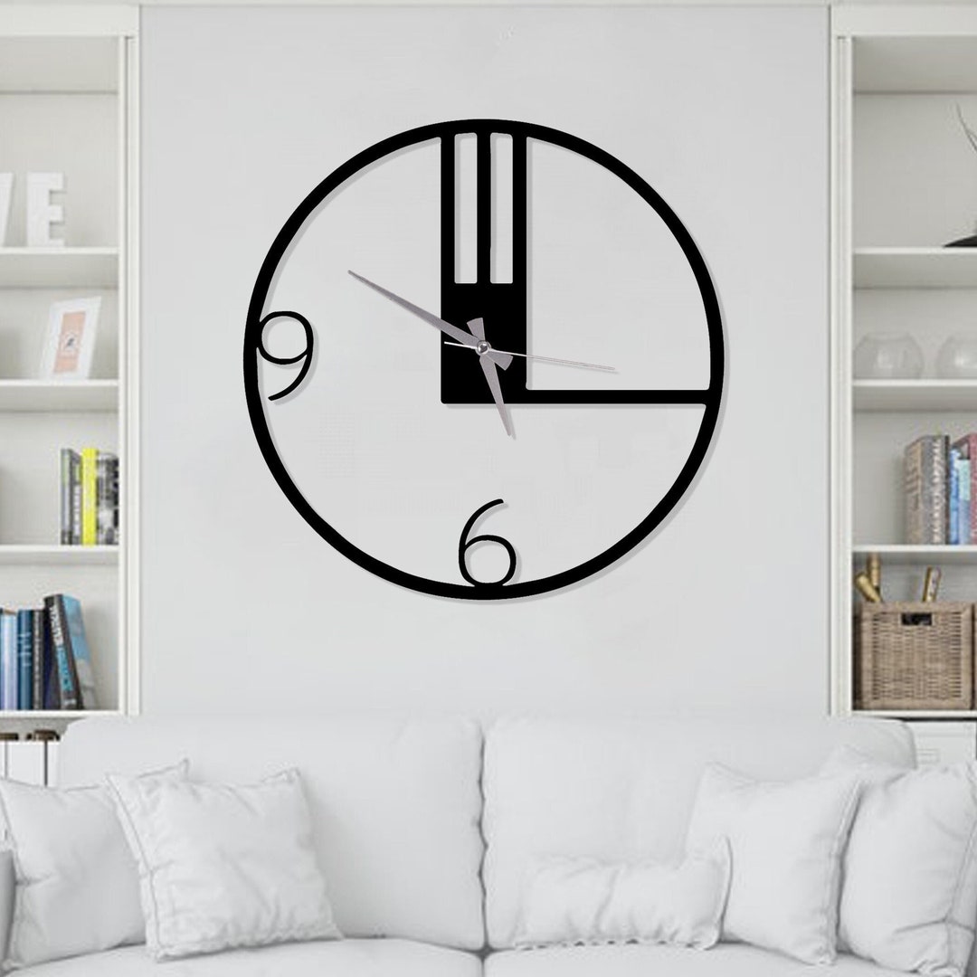 Sleek Wall Clock, Contemporary Home Decor, Minimalist Design, Large ...