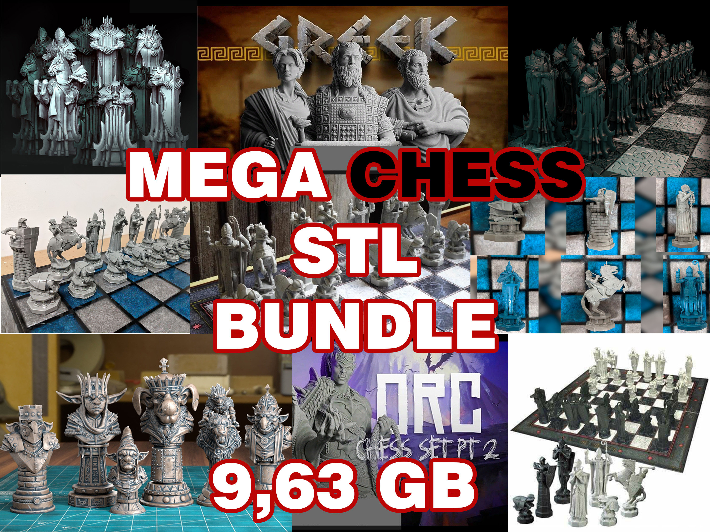 Chess Set STL Bundle STL Files for 3D Printers - Etsy