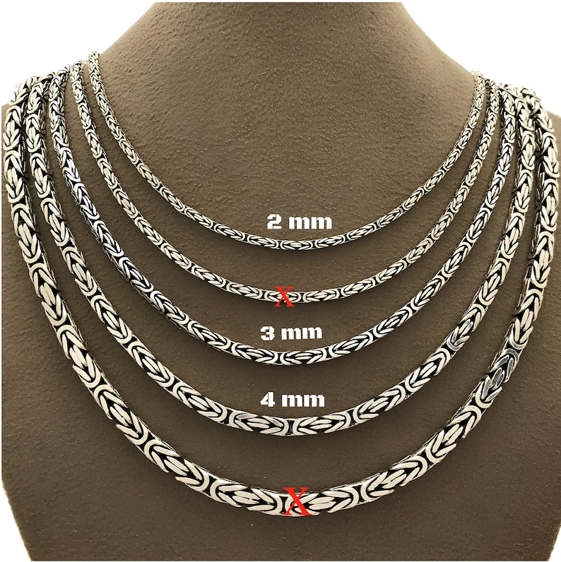 925 Sterling Silver Round Bali Chain, Bali Byzantine Chain Necklace ...