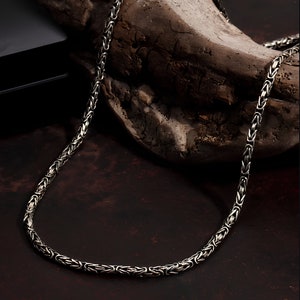 925 Sterling Silver Round Bali Chain, Bali Byzantine Chain Necklace ...