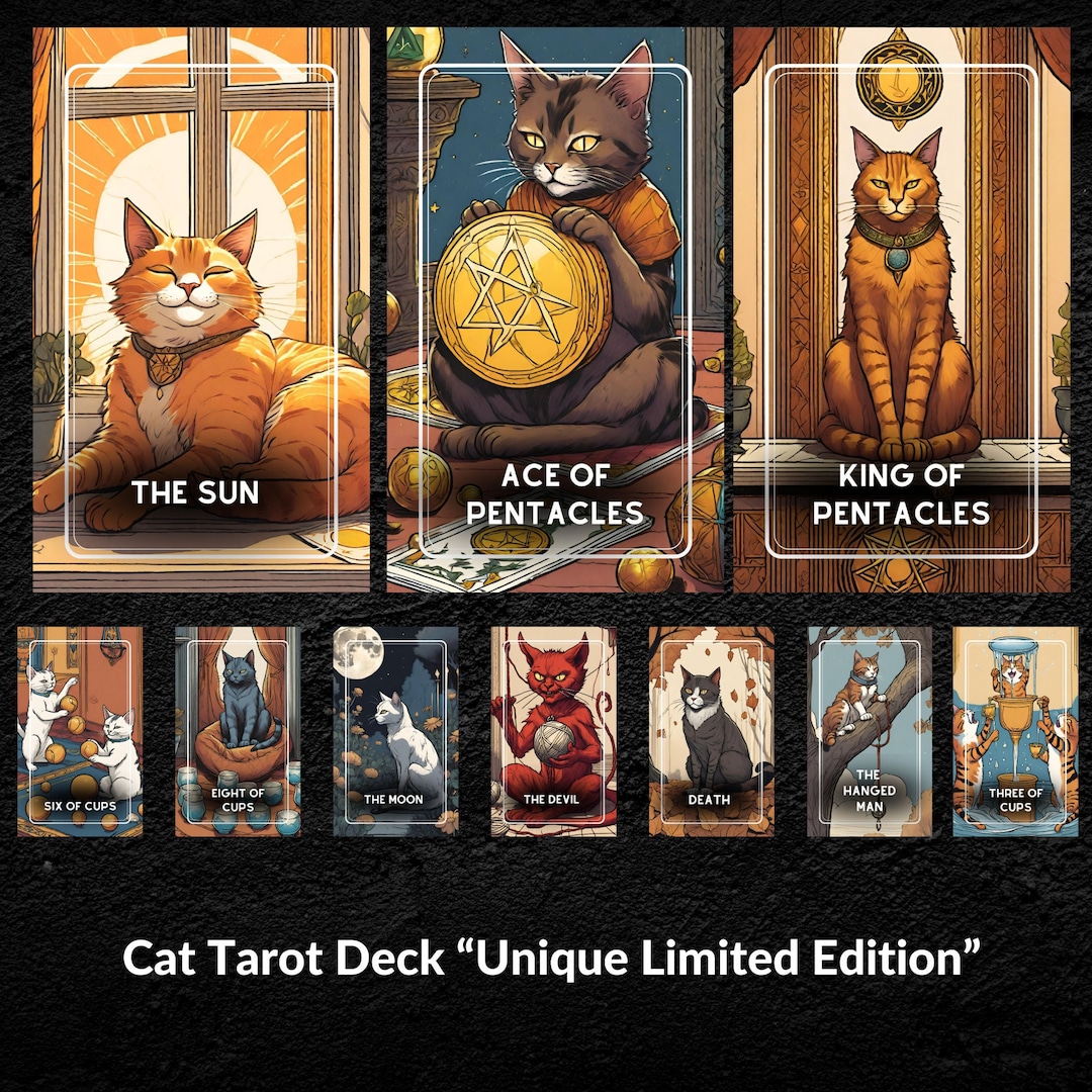 Cat Tarot Deck Unique Cat-themed Tarot Mystical Feline Oracle 78 Hand-drawn Cards - Etsy