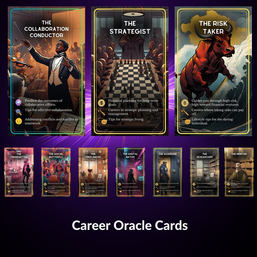 Career Oracle Cards, 100 Unique Yellow & Green Insightful Career ...