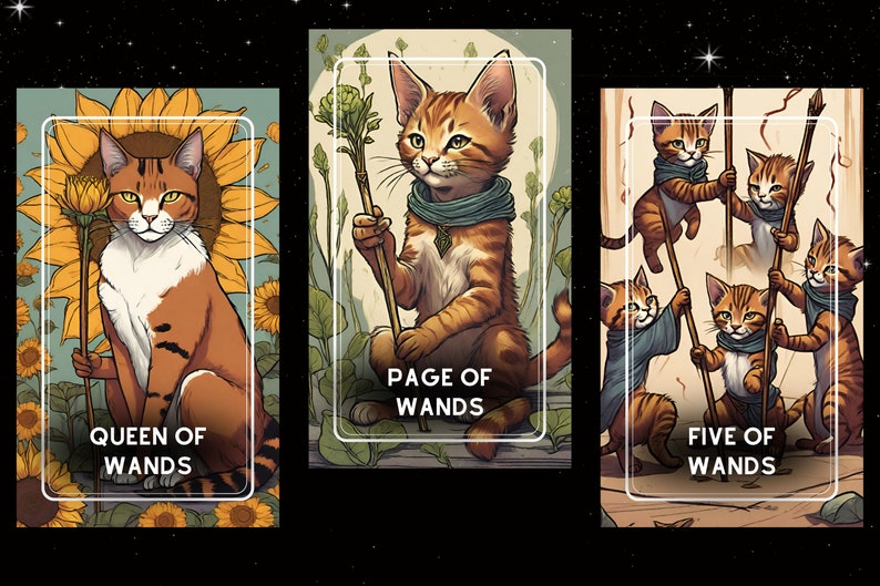 Cat Tarot Deck Unique Cat-themed Tarot Mystical Feline Oracle 78 Hand ...