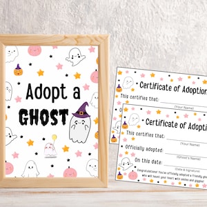 Adopt a Ghost Halloween Printable Sign and Adoption Card Set for Kids ...