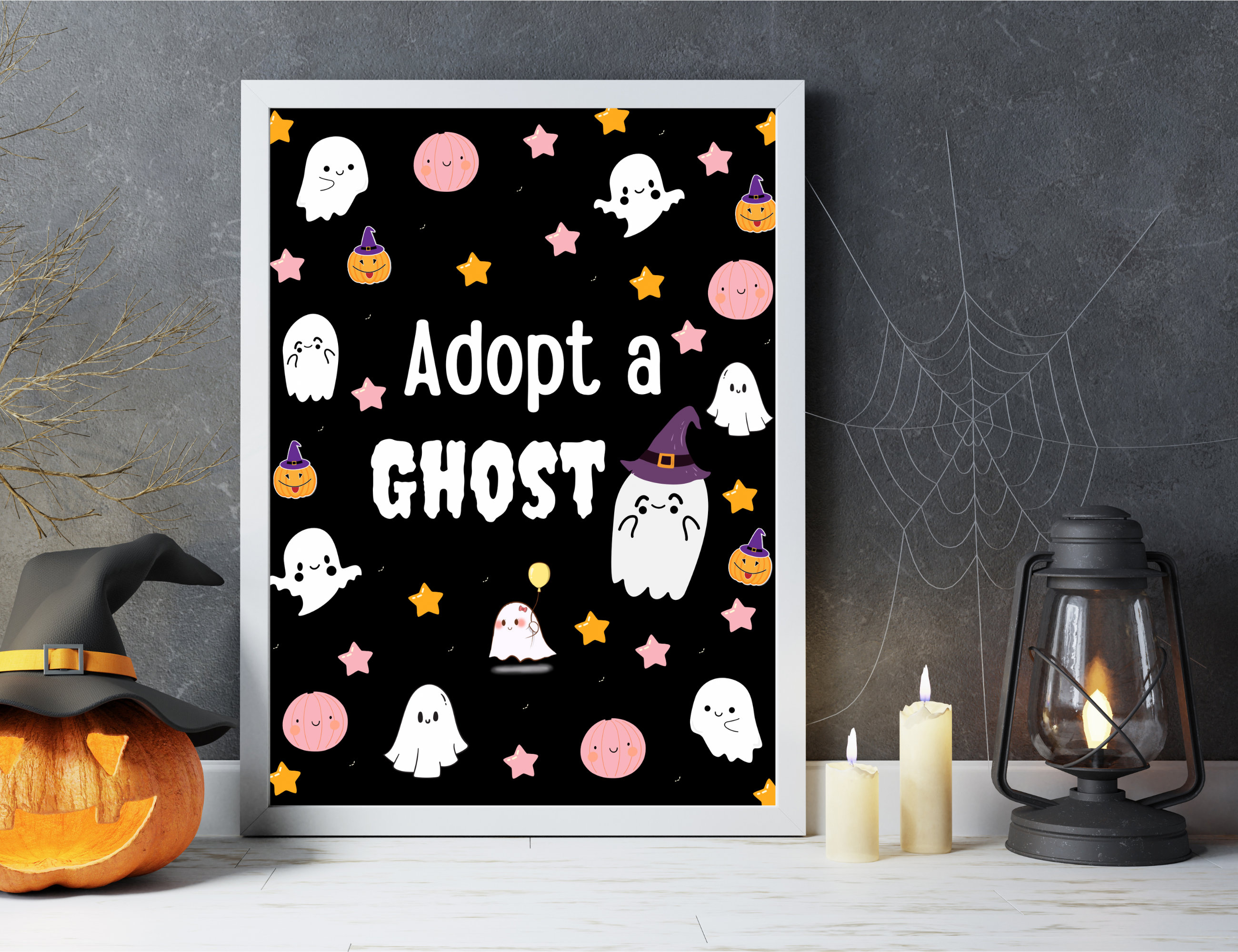 Adopt a Ghost Halloween Printable Sign and Adoption Card Set, Party ...
