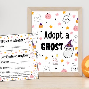 Adopt a Ghost Halloween Printable Sign and Adoption Card Set for Kids ...