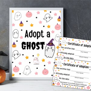 Adopt a Ghost Halloween Printable Sign and Adoption Card Set for Kids ...