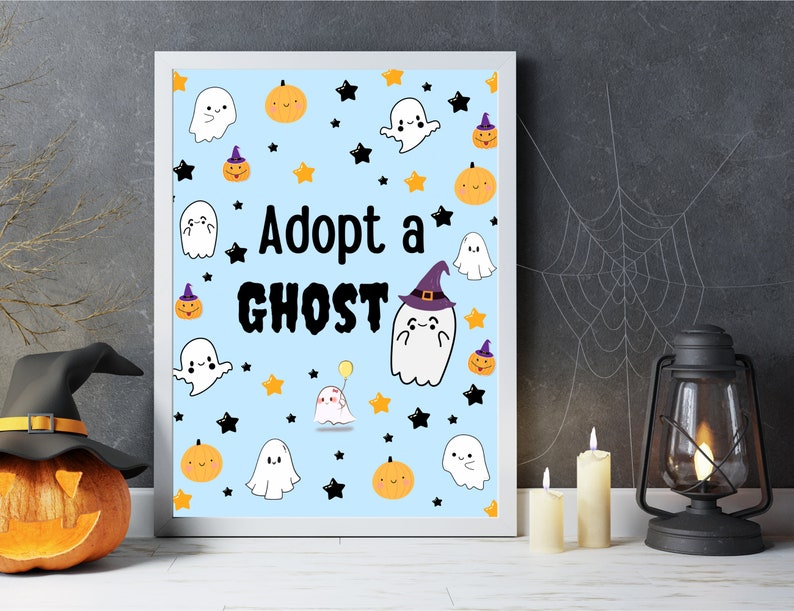 Adopt a Ghost Halloween Printable Sign and Adoption Card Set - Etsy