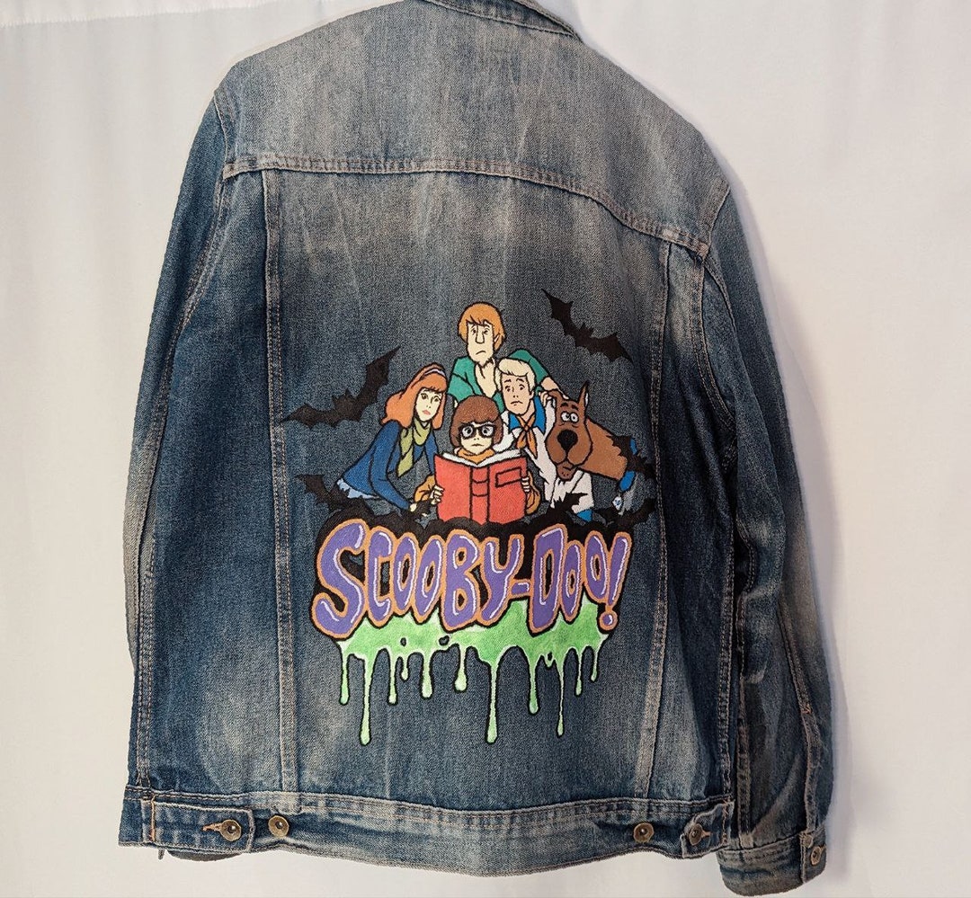 Scooby-doo Style Delight: Hand-painted Denim Jacket - Etsy UK