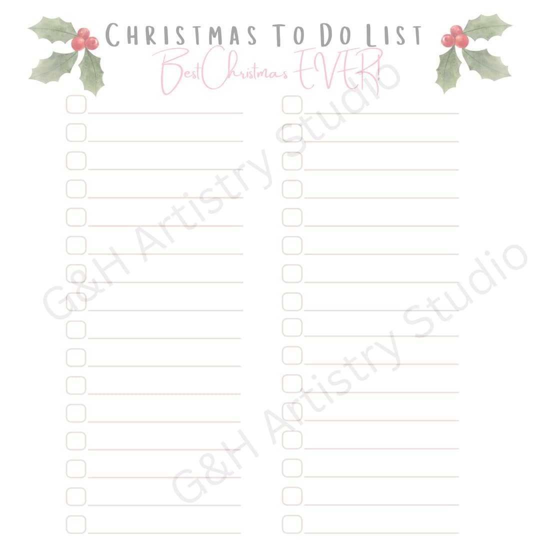To Do List for Christmas, Crimbo Holiday List, To-do List for Christmas ...