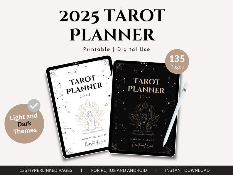 2025 Tarot Planner Digital Download for Monthly Tarot Spreads Weekly Insights Daily Practices ...