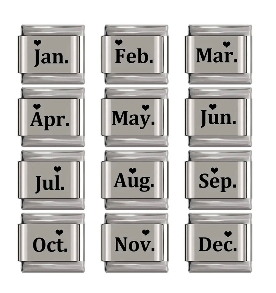 Italian Charm Bracelet, 9mm, Month Charm, Zodiac Sign, Stainless Steel ...