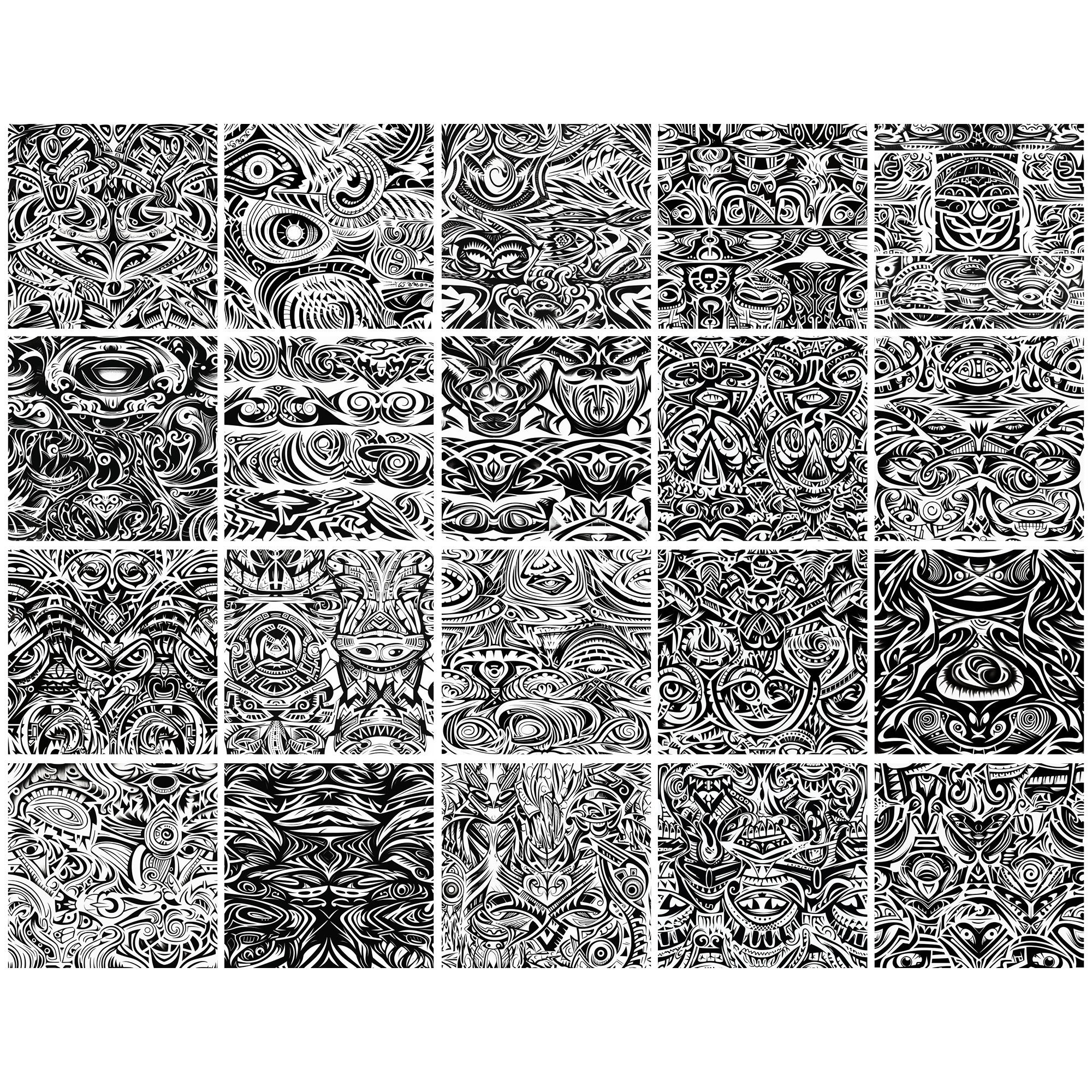 Tribal Tattoo Digital Paper Set: 20 Seamless Patterns for Arts - Etsy