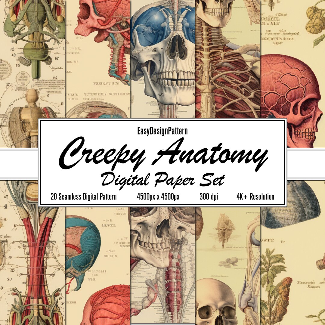 Creepy Anatomy Digital Paper Set: 20 Seamless Vintage Patterns ...