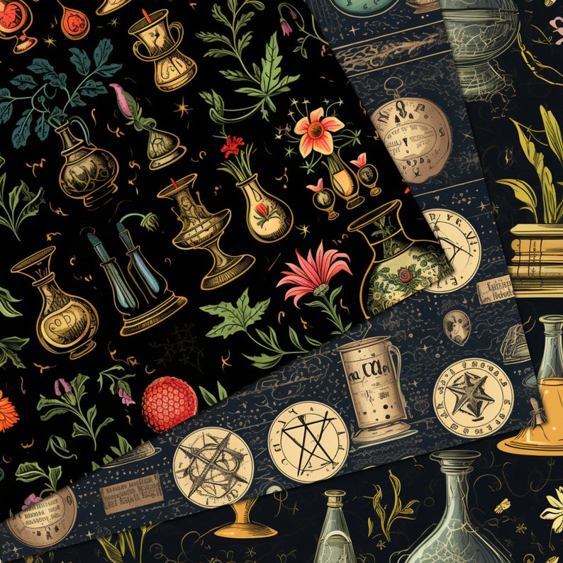 Magic Rituals Digital Paper Set: 20 Mystical Seamless Patterns ...