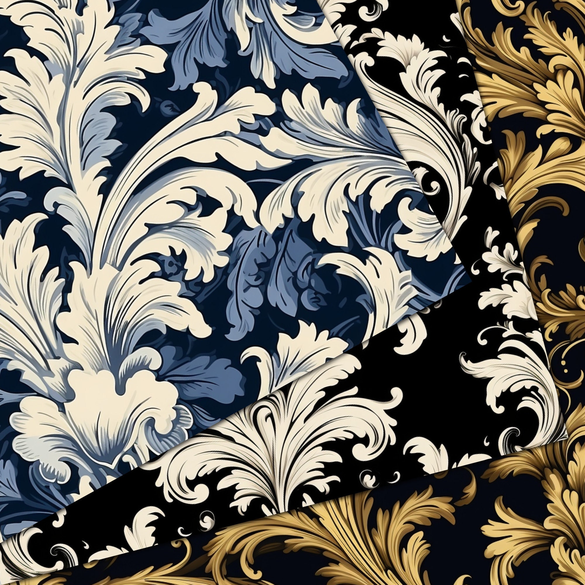 Baroque Wall Art Digital Paper Set: 20 Seamless Floral Patterns ...