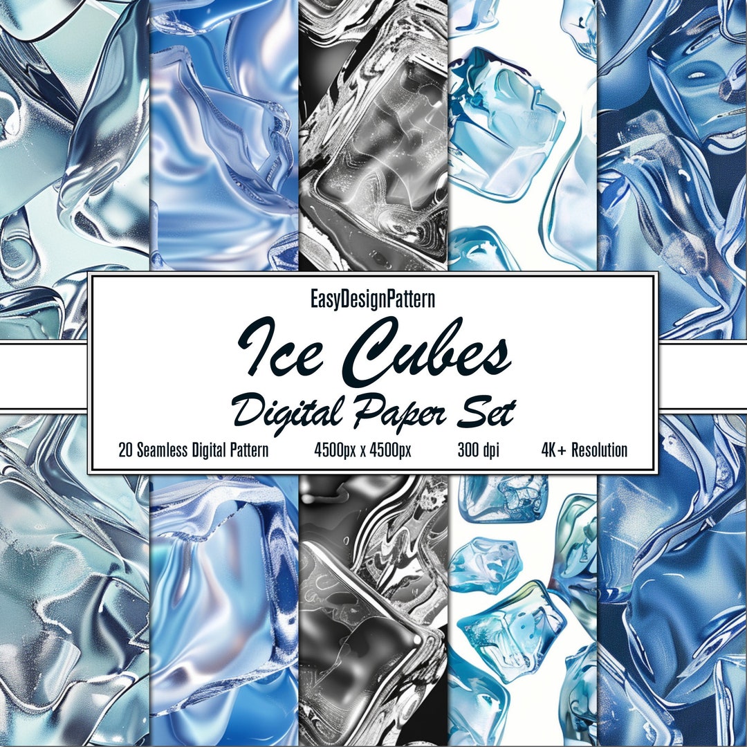 Ice Cubes Digital Paper Set: 20 Seamless Pattern for Arts & Crafts ...