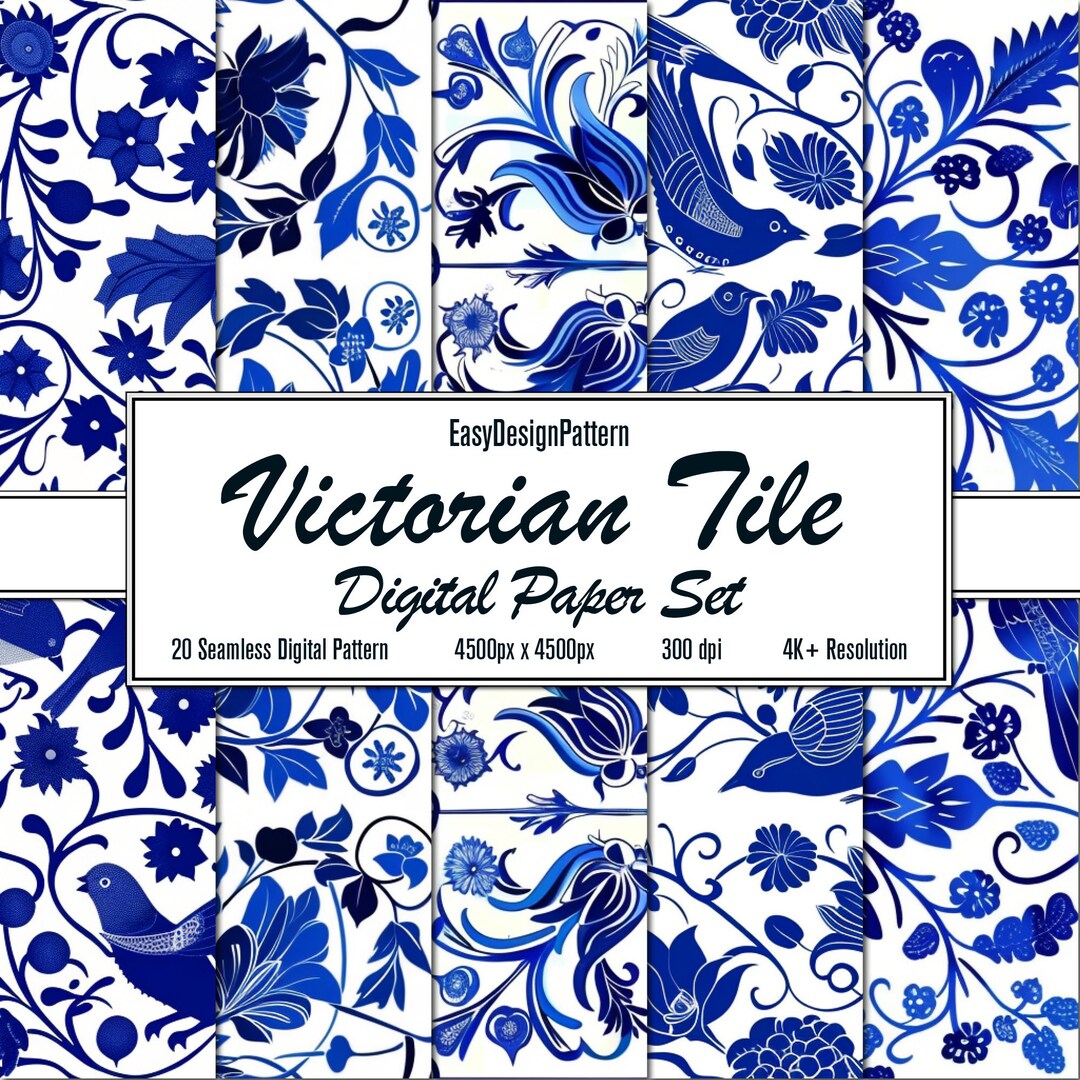 Victorian Tile Digital Paper Set: 20 Seamless Patterns for Arts ...
