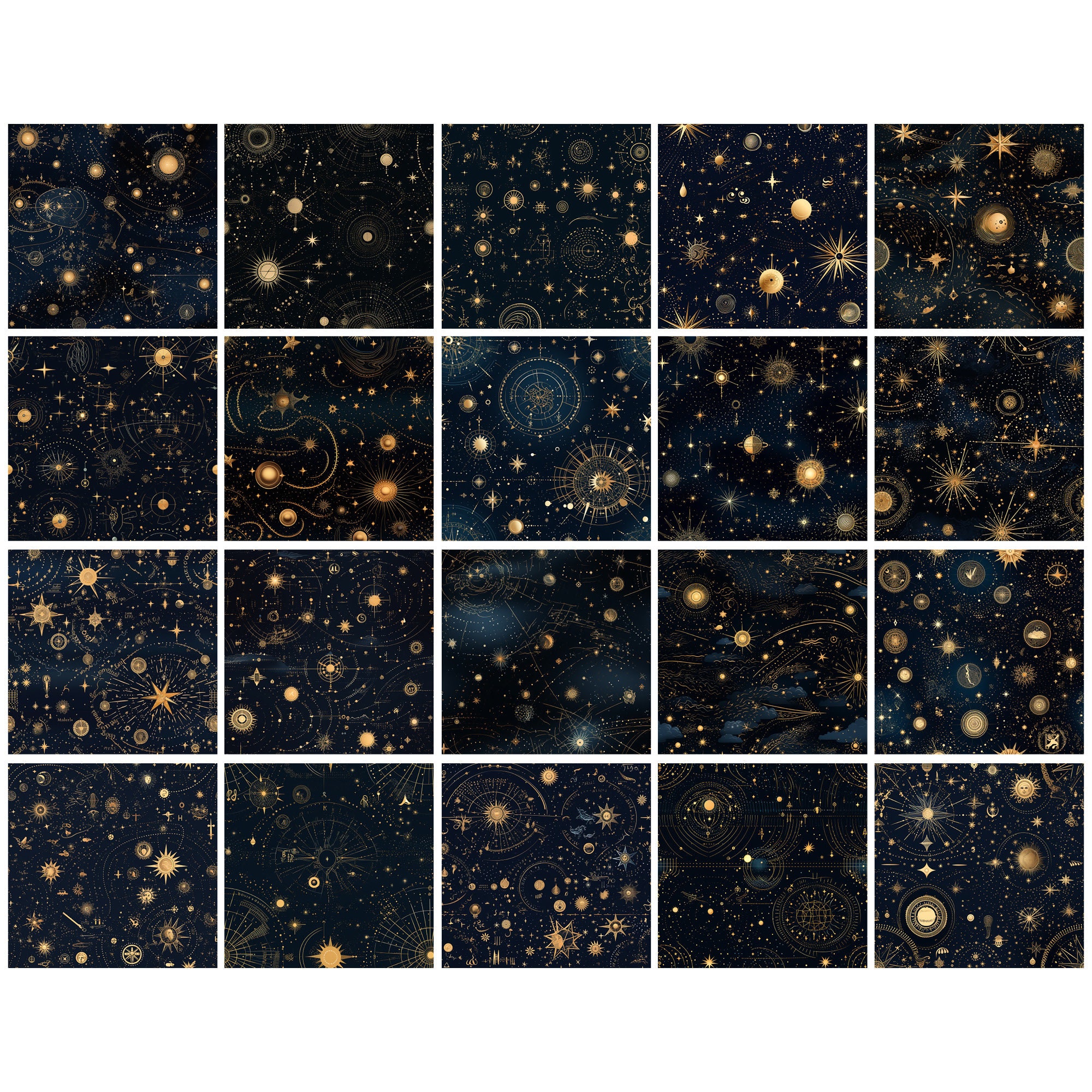 Star Constellations Digital Paper Set: 20 Seamless Patterns, Celestial ...