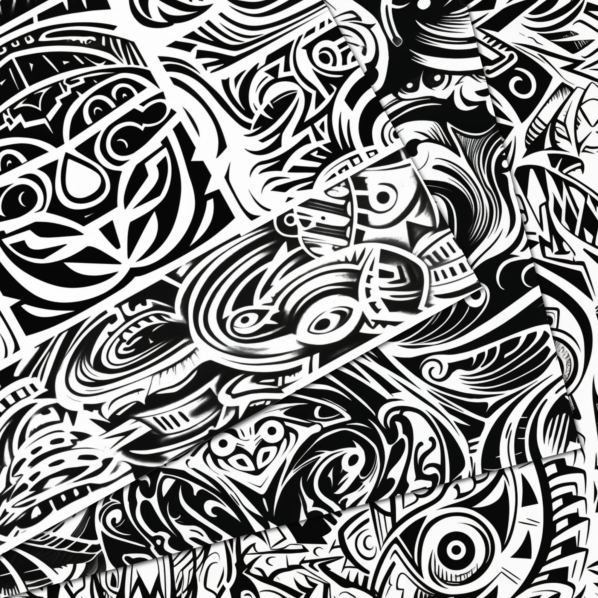 Tribal Tattoo Digital Paper Set: 20 Seamless Patterns for Arts & Crafts ...