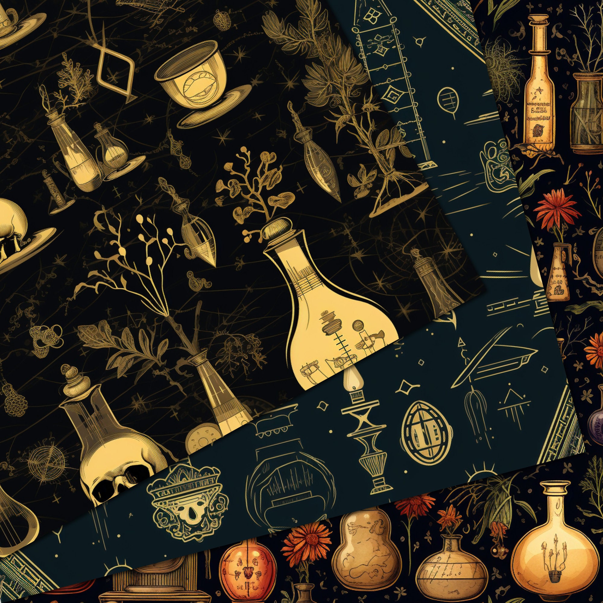 Magic Rituals Digital Paper Set: 20 Mystical Seamless Patterns ...