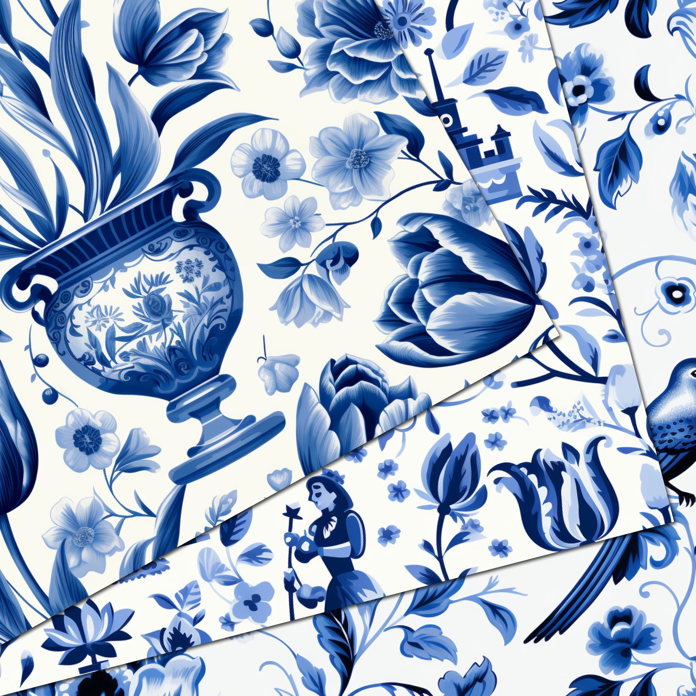 Royal Delft, Delft Blue Digital Paper Set: Collection of 20 Beautiful ...