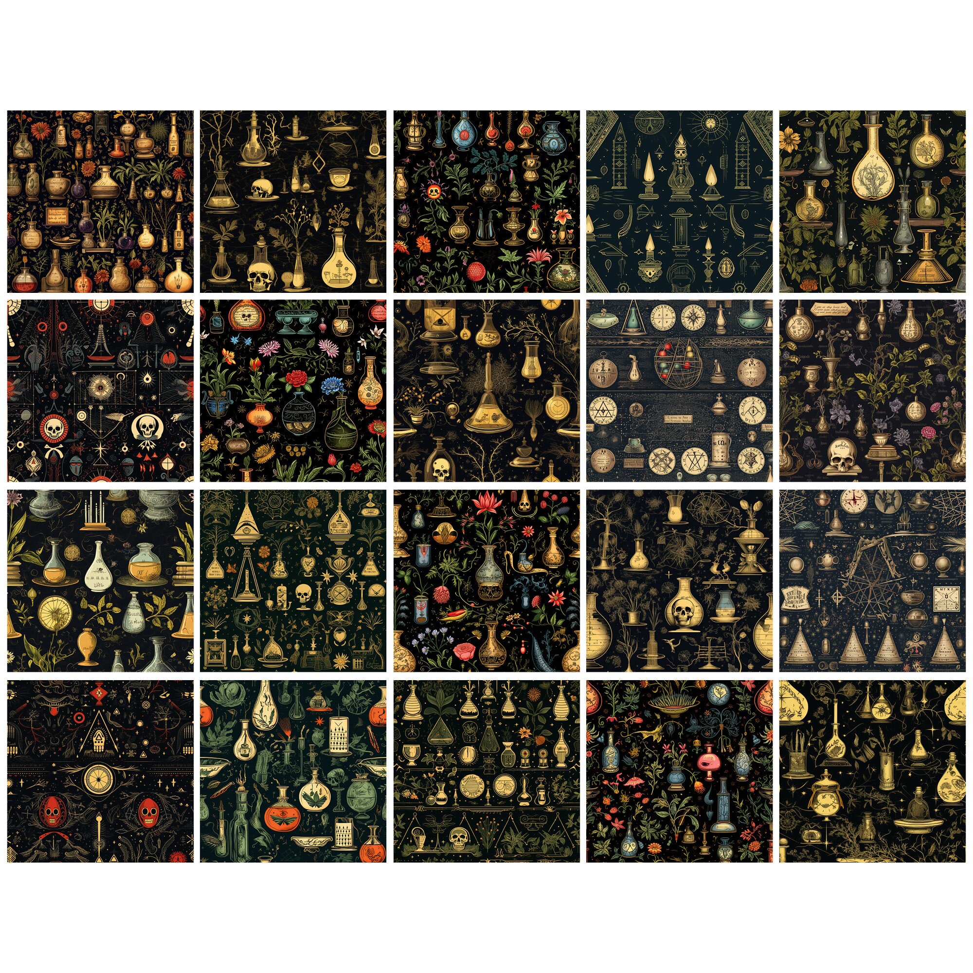 Magic Rituals Digital Paper Set: 20 Mystical Seamless Patterns ...