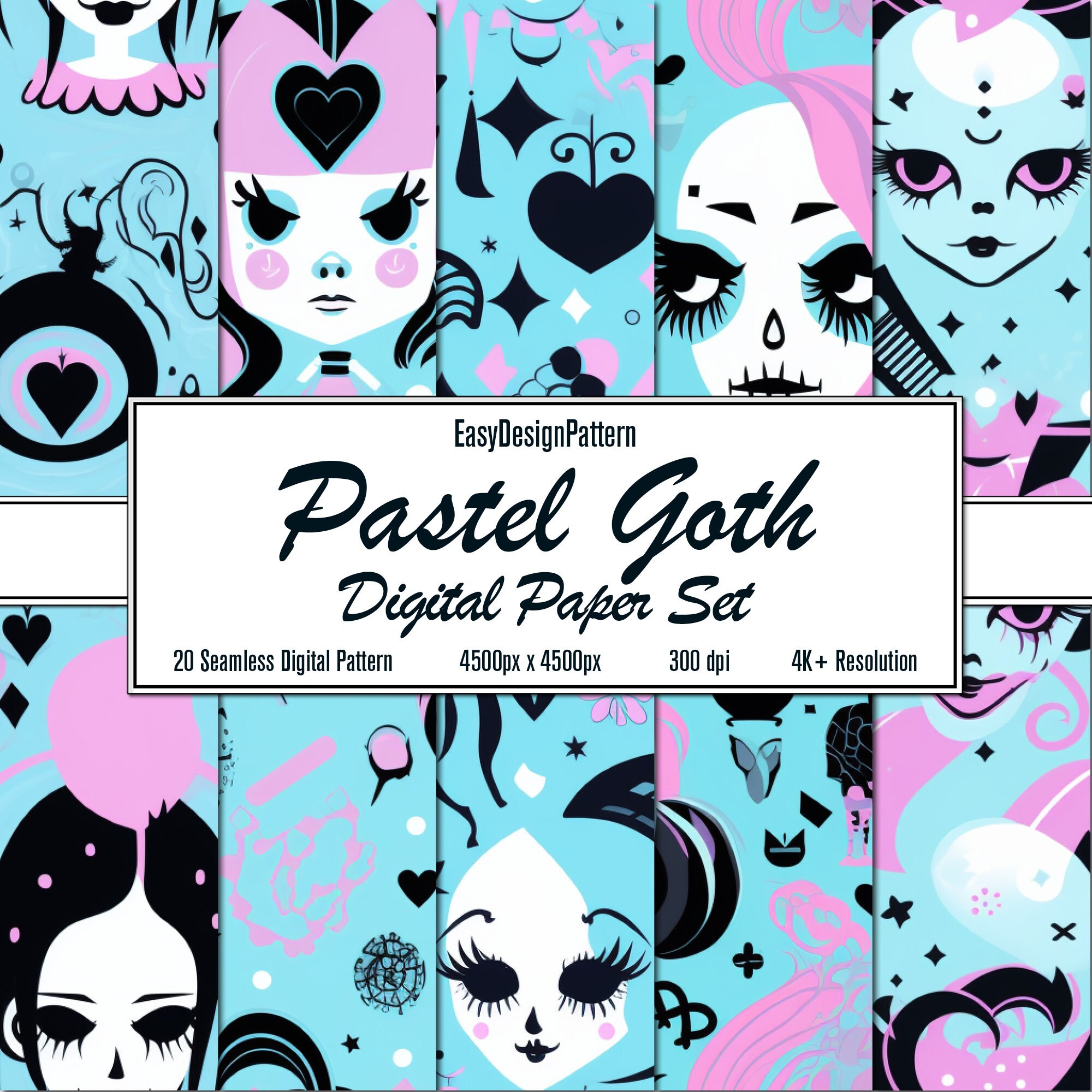 Pastel Goth Digital Paper Set: 20 Seamless Patterns for - Etsy