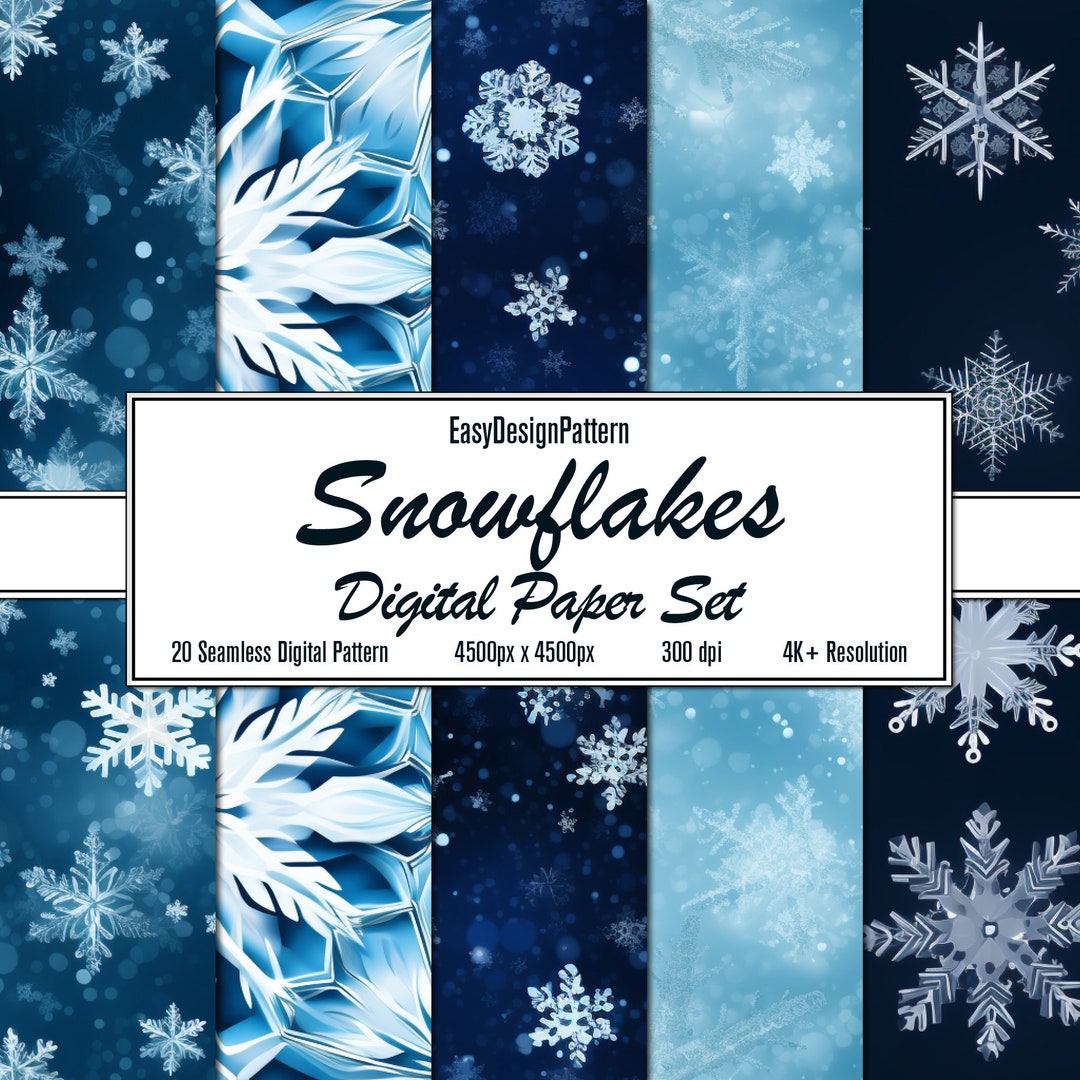 Snowflakes Digital Paper Set: 20 Seamless Winter Patterns for Arts ...