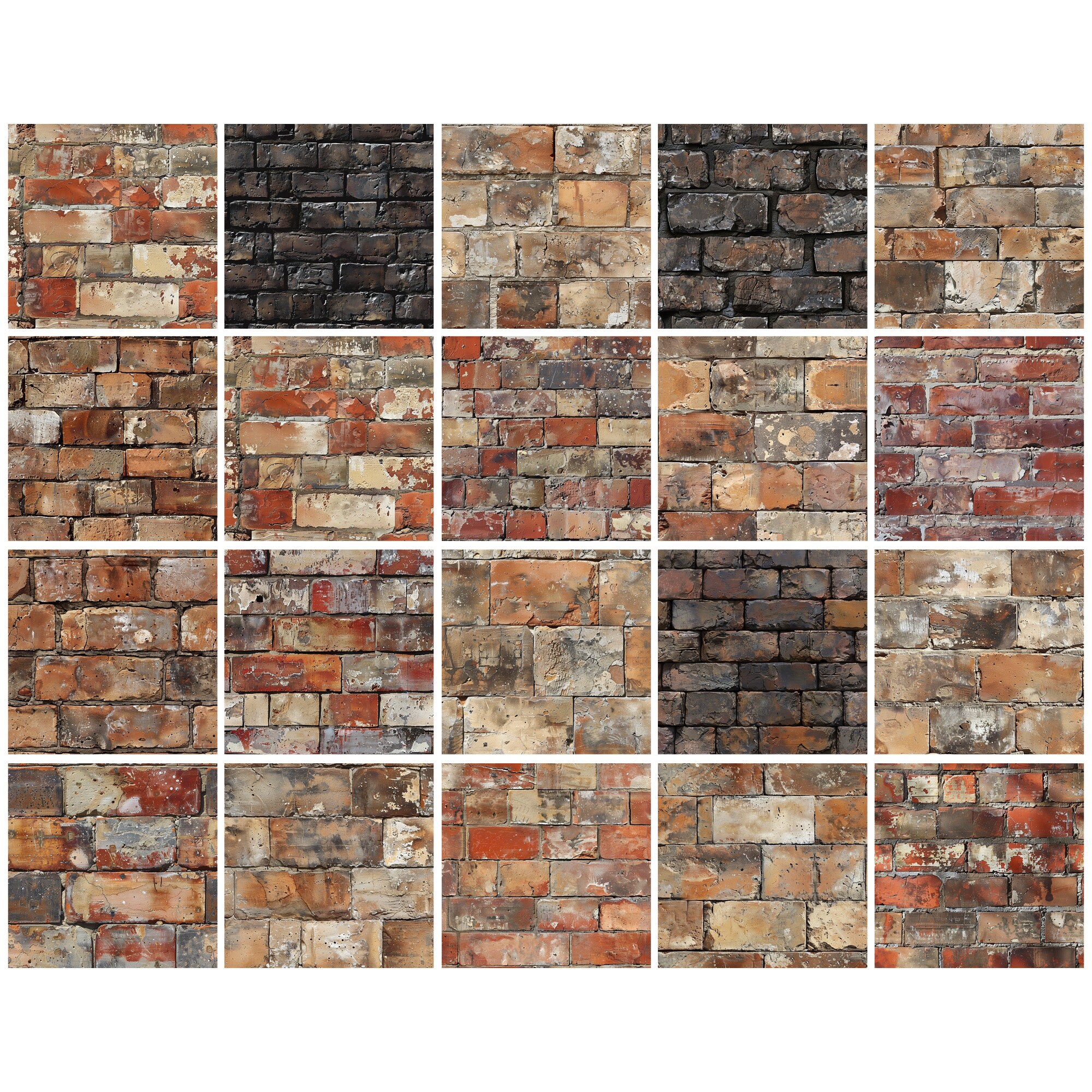 Brick Wall Digital Paper Set: 20 Seamless Patterns for Arts & Crafts ...
