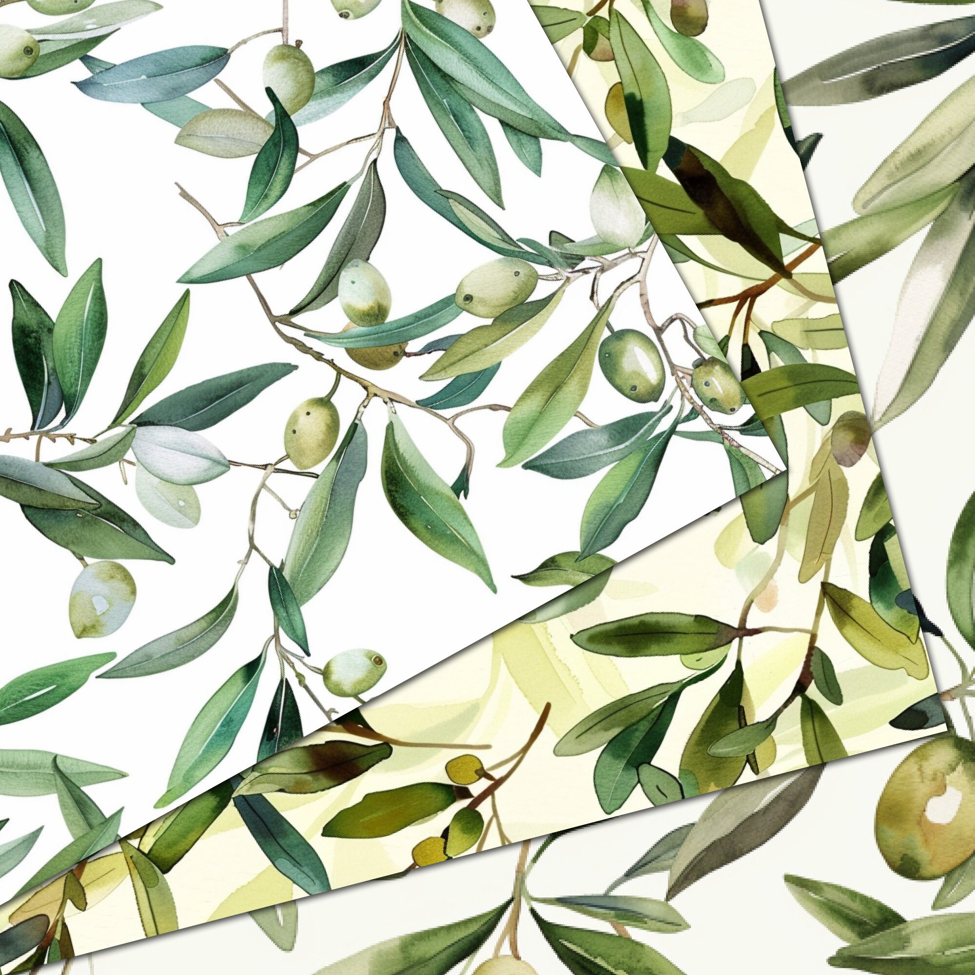 Olive Branch Digital Paper Set: 20 Seamless Patterns for Arts & Crafts ...