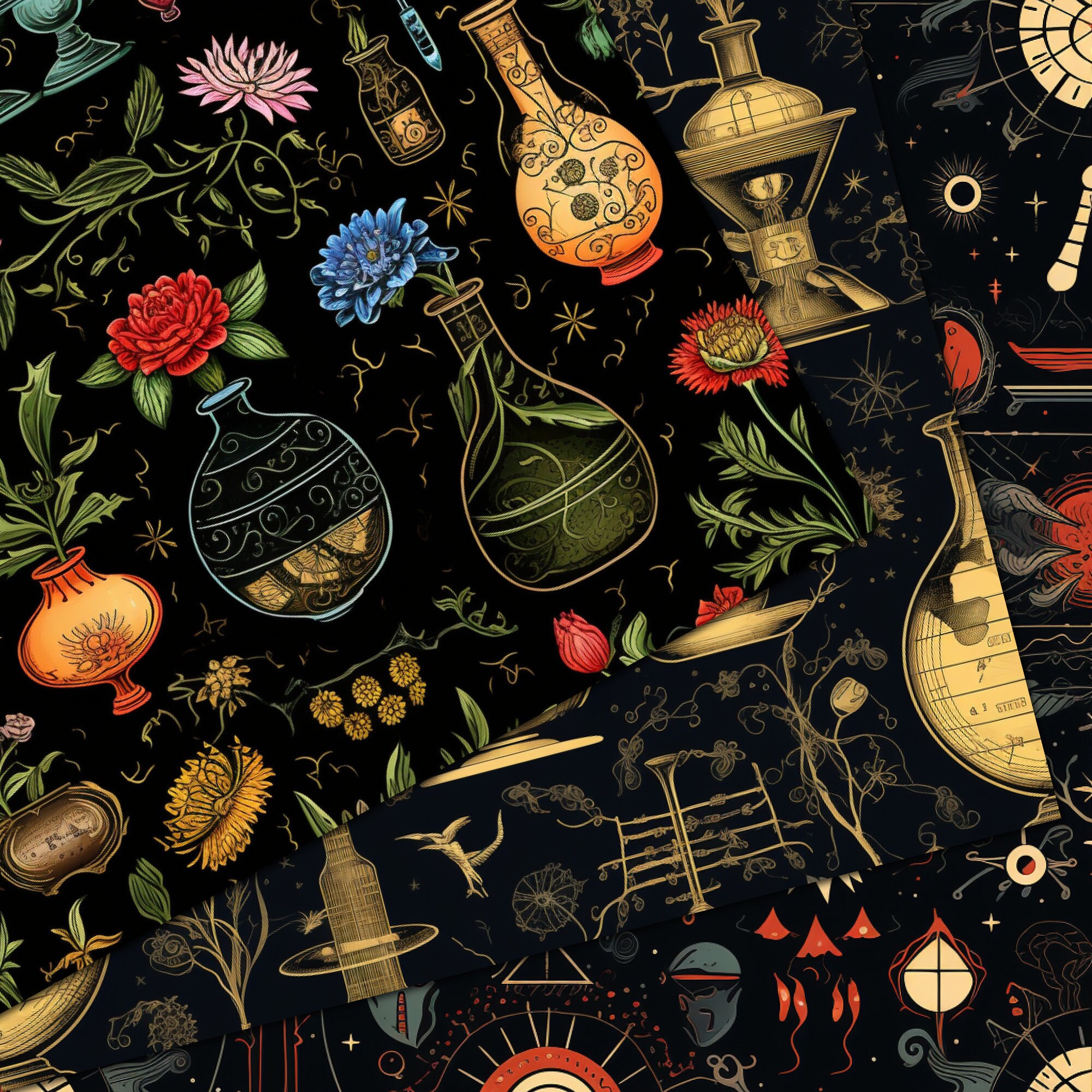 Magic Rituals Digital Paper Set: 20 Mystical Seamless Patterns ...