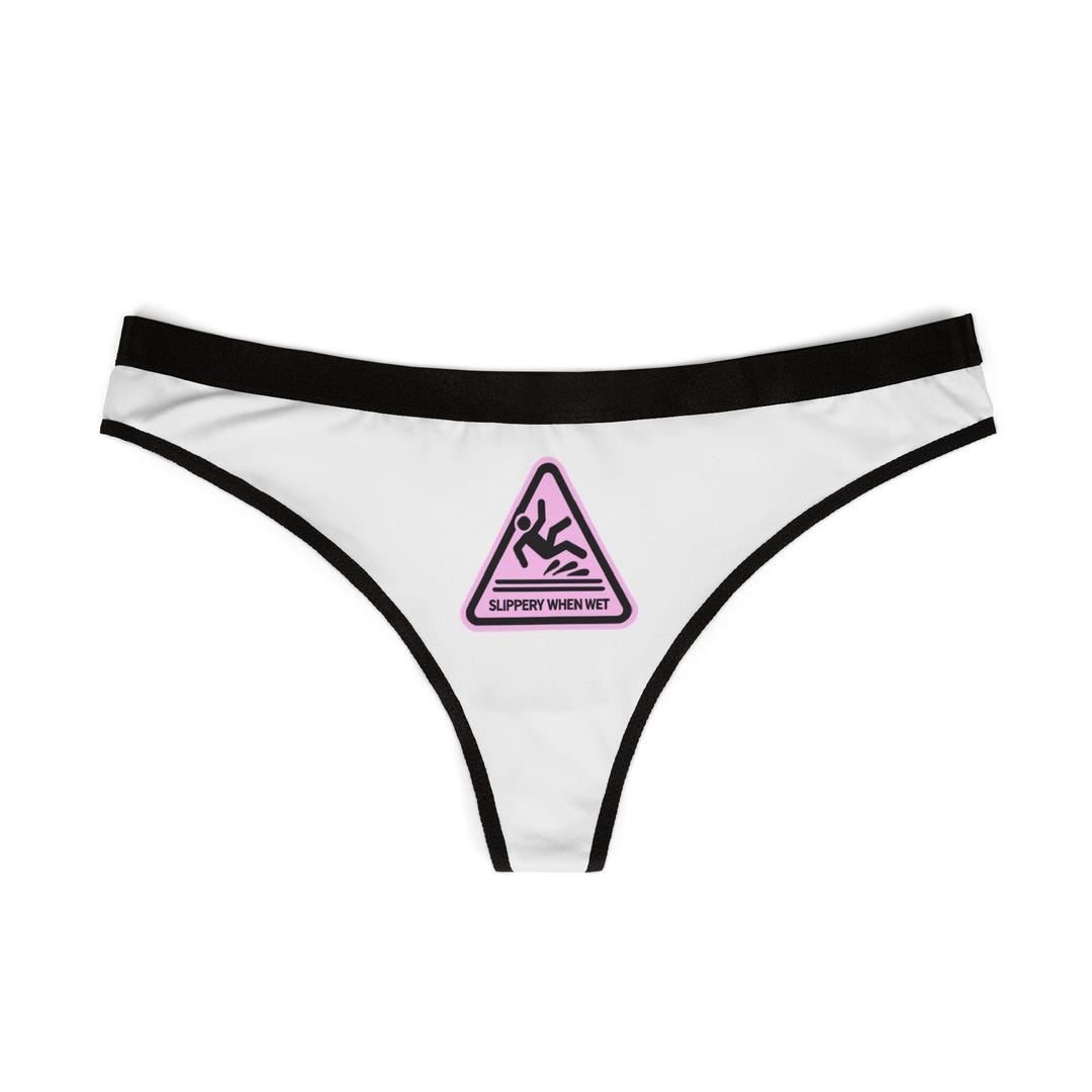 Slippery When Wet Funny Thong (pink), Bachelorette Party Gift ...