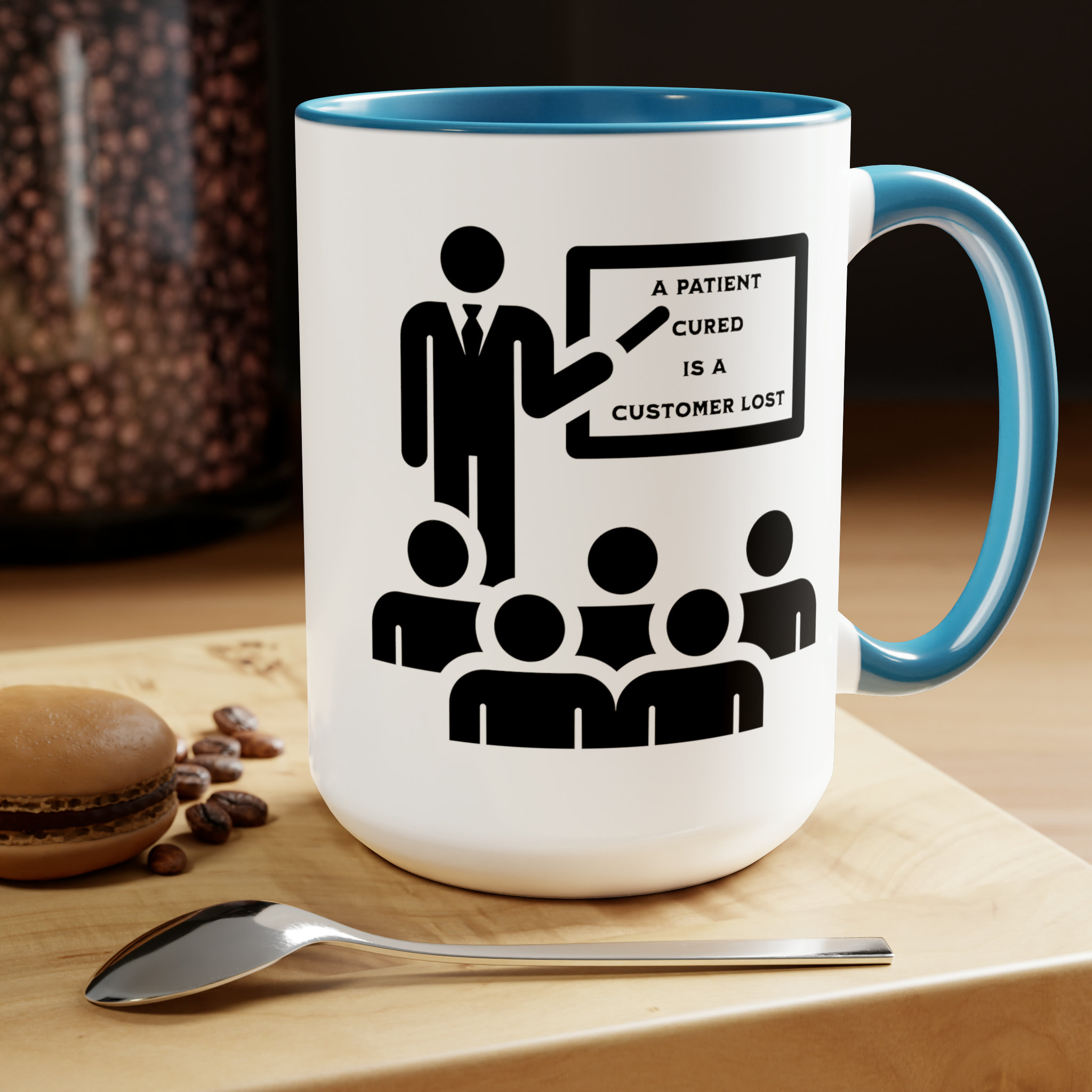 A Patient Cured is a Customer Lost Two-tone Coffee Mug, 15oz, Holistic ...