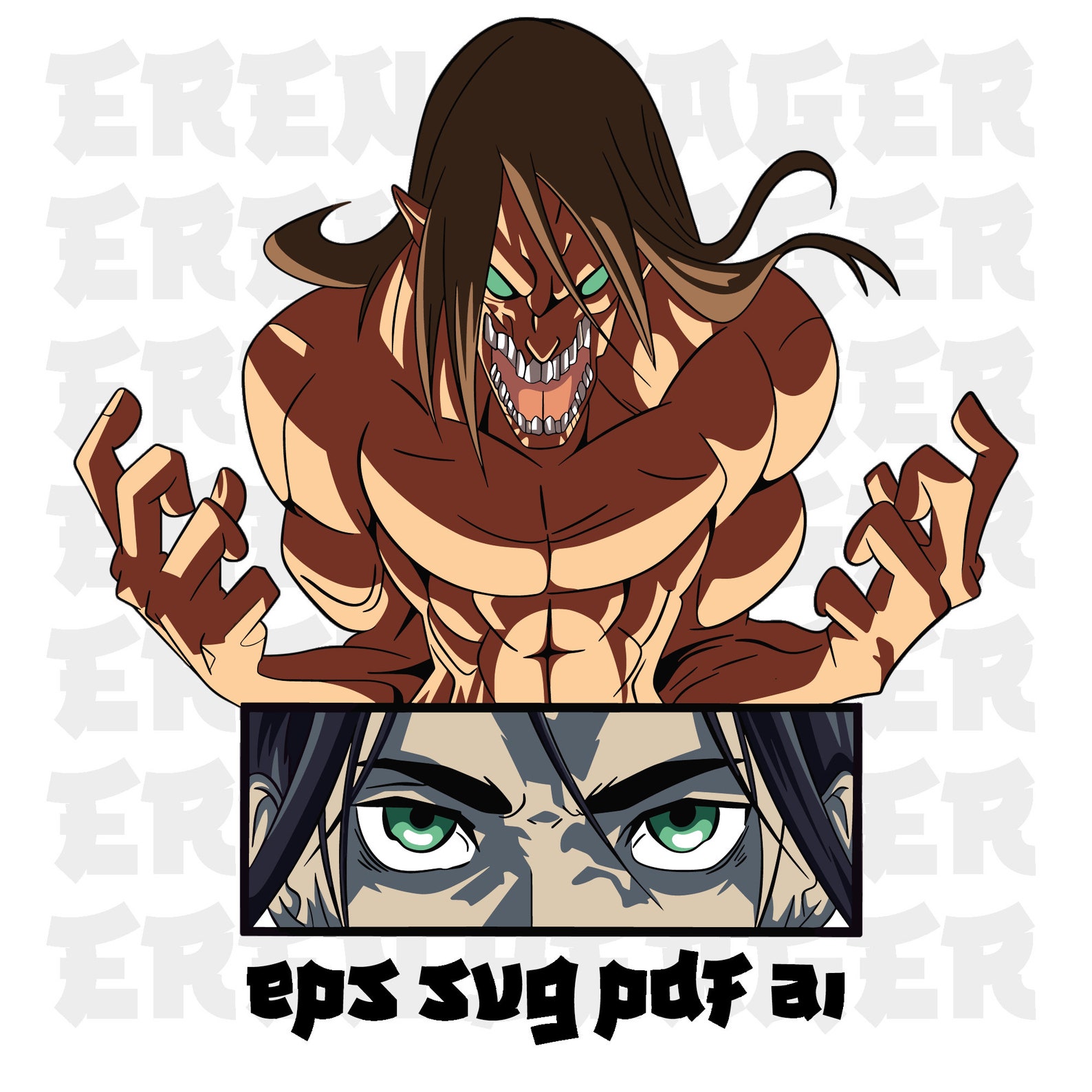 Eren Yeager Attack Titan SVG | AOT Freedom Dtf Design, Layered Cricut ...