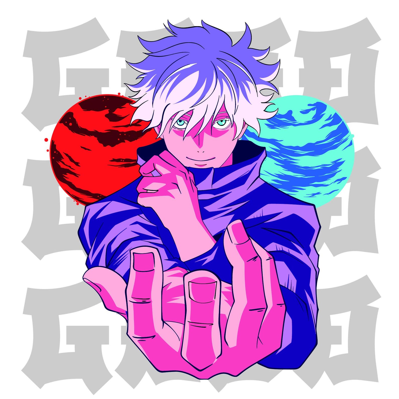 Gojo Satoru Anime Vector SVG | Layered Svg Eps Ai | Jujutsu Kaisen ...