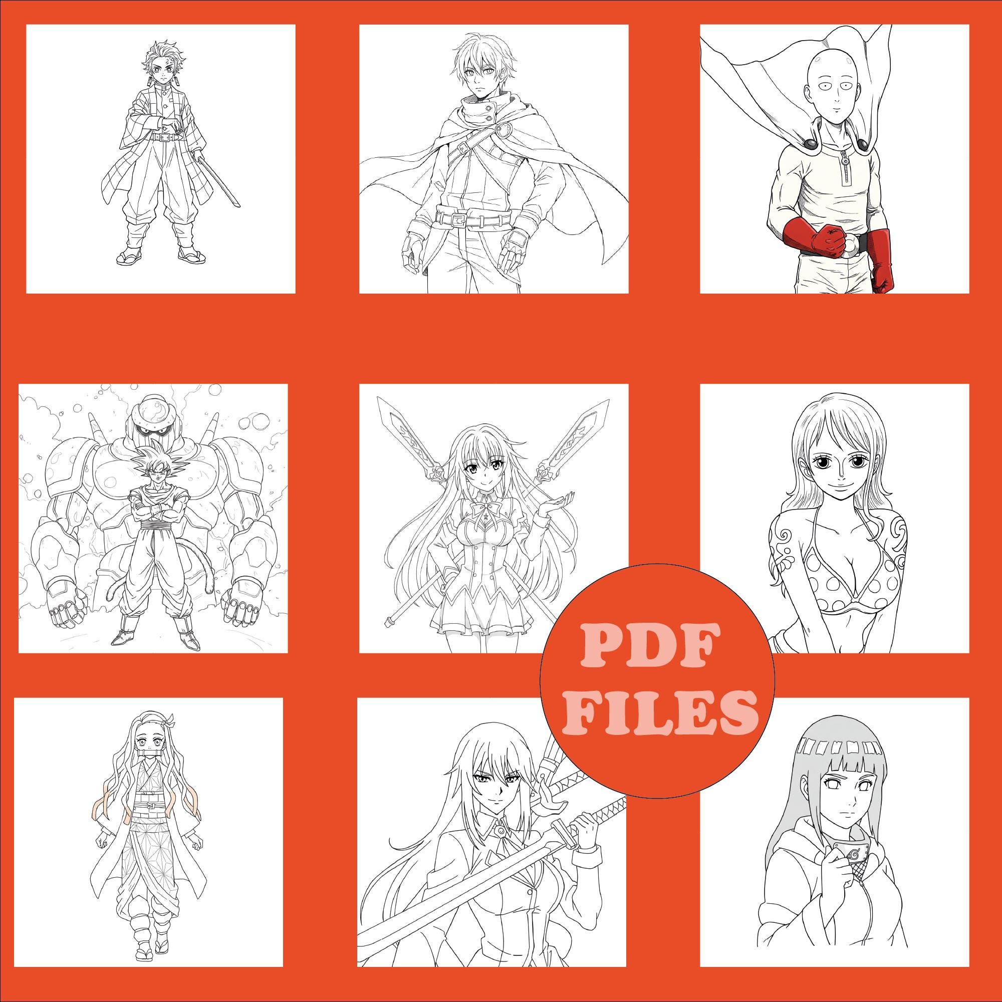 Anime Coloring Book for Kids | 15 High-quality Pages | Printable PDF ...